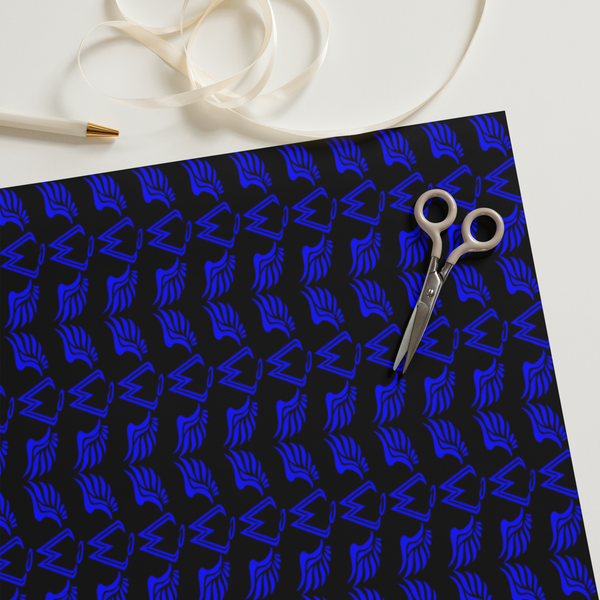 Black Wrapping Paper Sheets With Duplicated Blue MM Iconic Logo ...