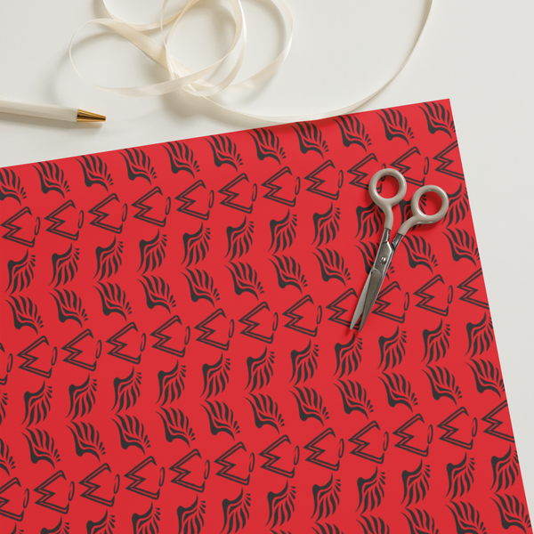 Red Wrapping Paper Sheets With Duplicated Black MM Iconic Logo ...
