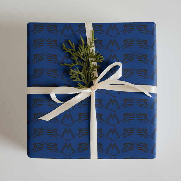 Blue Wrapping Paper Sheets With Duplicated Black MM Iconic Logo ...
