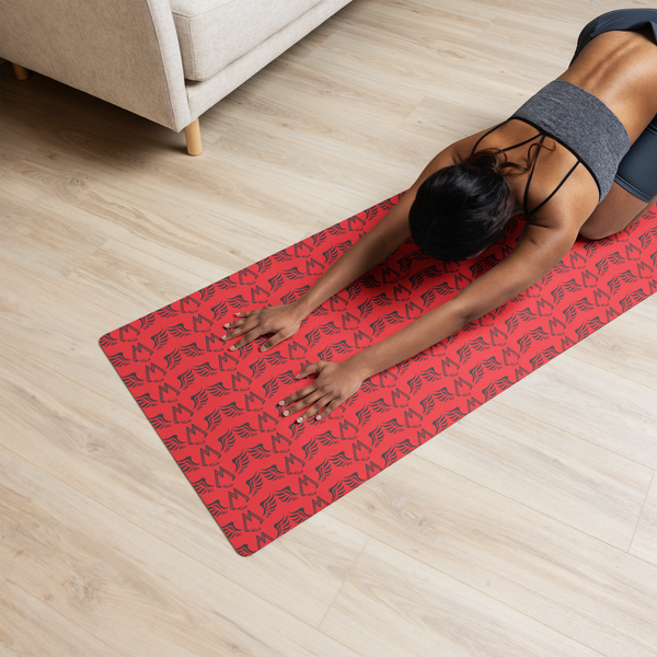 Red Yoga Mat With Duplicated Black MM Iconic Logo - Maravilloso Maravilla